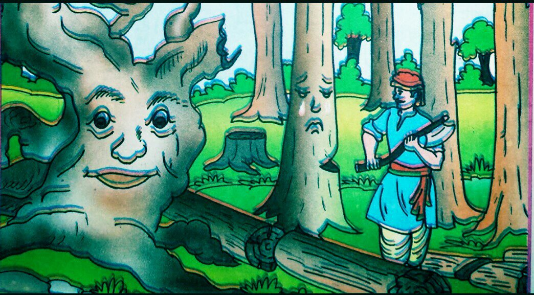 Once there was a tree whose branches where crooked. It lived in a dense ...